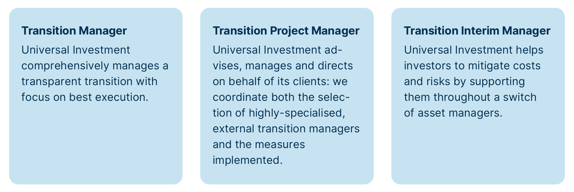 Transition Management | Portfolio Management | Universal Investment